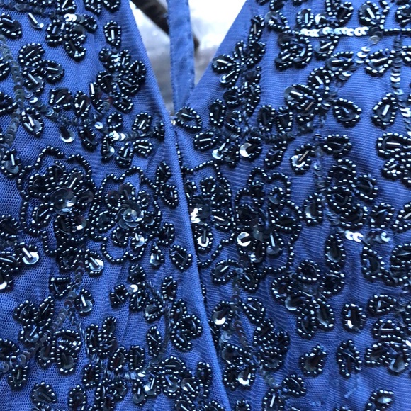 Dresses | Aidon Mattox Blue Beaded Gown | Poshmark